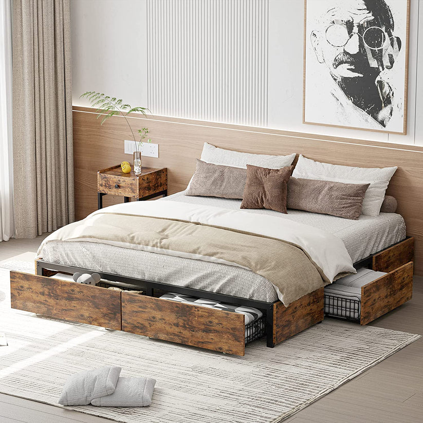 [SALE $150] 4 Drawers Storage Platform Queen Bed Frame – Likimio